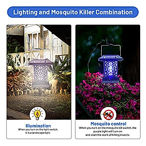 XXBUGS Solar Bug Zapper,Cordless Mosquito Killer,Insect Killer, Fly Zapper, Efficient Bug Lamp for Outdoor Wall, IP65 Waterproof,Includes Winter LED Solar Wall Lights (Wall)