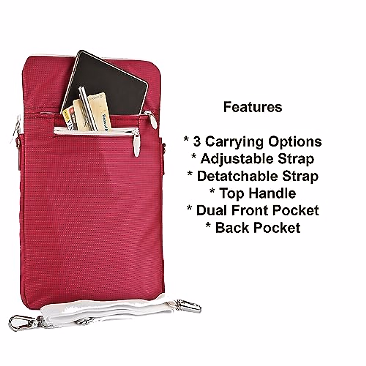 Universal Padded Crossbody Messenger Laptop Tablet Sleeve Bag for 12 inch ASUS ZenBook 13; Acer Chromebook Spin 713; HP Elite Dragonfly