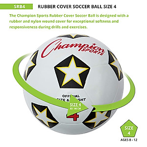 Champion Sports Rubber Cover Soccer Ball - Size 4