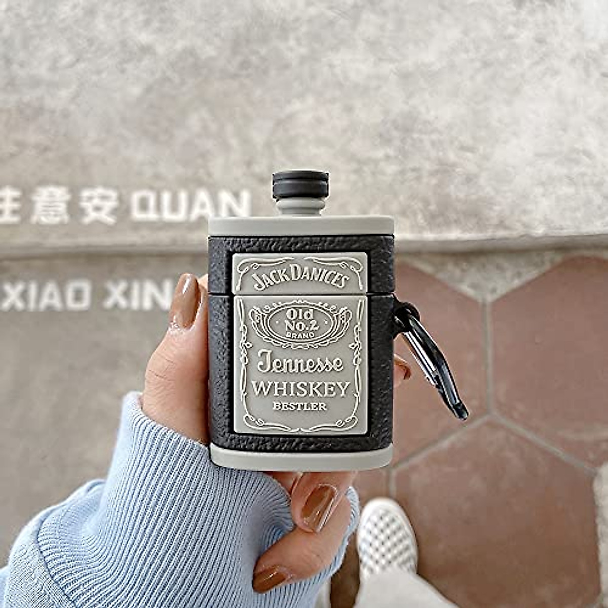 LinmoonG for Airpod 2/1 Case , 3D Cute Cartoon Kawaii Funny Cover Fashion Drink Bottle Design,Accessories with Keychain,for Girls Boys Kids Women Teens Airpods case (Whiskey Bottle)