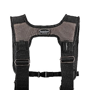 Bucket Boss Mullet Buster 3 Bag Tool Belt with Suspenders in Grey, 55135, Black, full size