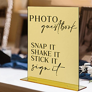 JINMURY 8x10 Inch Gold Acrylic Sign with Stand | 5 Pack Blank Acrylic Table Signs and Base for DIY Wedding Table Numbers, Wedding Signage, Events& Parties