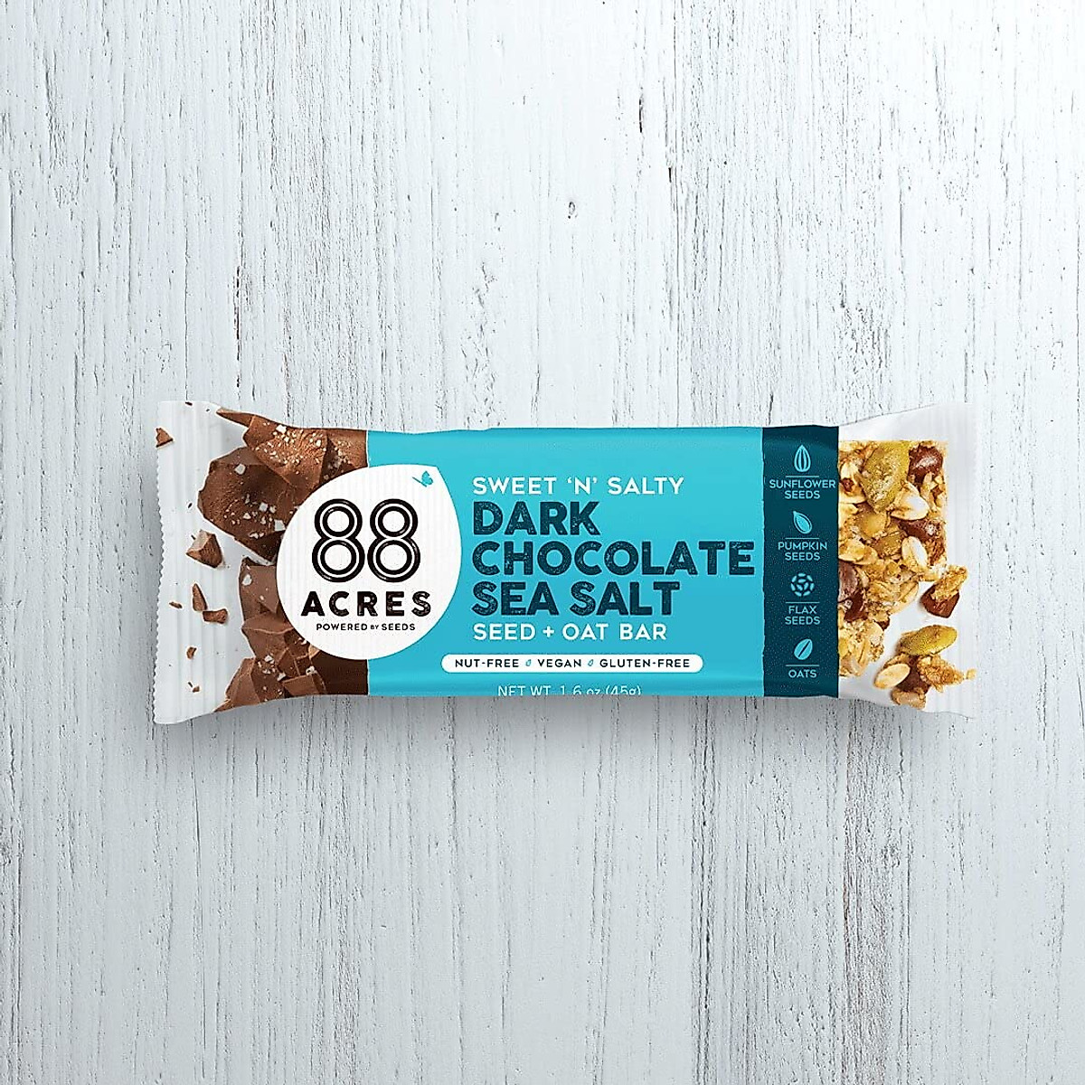 88 Acres Granola Bars | Dark Chocolate Sea Salt | Gluten Free, Nut-Free Oat and Seed Snack Bar | Vegan & Non GMO | 12 Pack