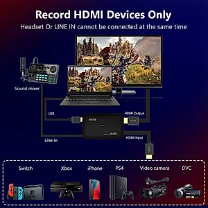 Y&H 4K Game Capture Card Live Streaming and Record in 4K30P or 1080P 120HZ,HDMI Zero-Lag Pass-Through USB3.0 Video Ultra-Low Latency for PS3, PS4, Xbox Series X/S, Xbox One, Nintendo Switch