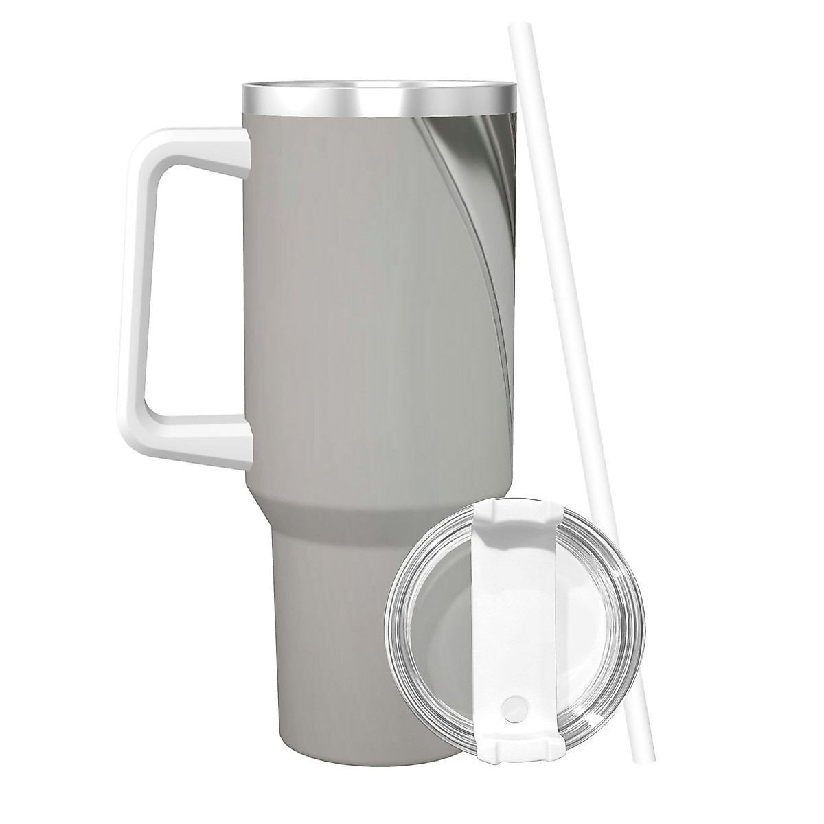 Zsuugj Silver Sparkle Glam Bling 40 Oz Tumbler With Handle And Straw Lid Car Cup Stainless Steel Water Bottles Insulated Coffee Cup Travel Mug Gifts For Men Women