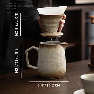 HYAXGM Pour Over Coffee Maker,Ceramic Coffee Maker With 100 pcs V60 Paper Filter，16oz/480ml Pour Over Coffee Dripper (Off White)