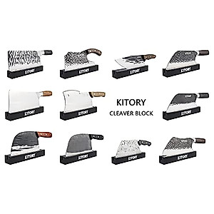 Kitory Forged Vegetable Cleaver Effort Saving Kitchen Hybrid Knife + Black Knife Block Knife Storage for Protecting Knife Blade