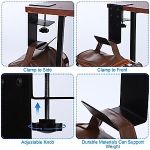 Yaocom 2 Pcs Under Desk Headphone Hanger Practical Headphone Stand Hanger Black Steel Headphone Holder Space-Saving Headphones Hook for Soundbar Small Items Desk Office