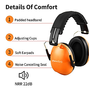 MelonArt Kids Ear Protection Earmuffs Safety Hearing Protection Headphones Noise Reduction for Autism Sensory Kids Chirldren (Mint & Pink & Orange)