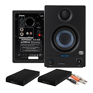 PreSonus Eris 3.5 3.5-Inch Low-Frequency Driver Media Reference Monitor with RF Interference with Pads and Stereo Breakout Cable Bundle