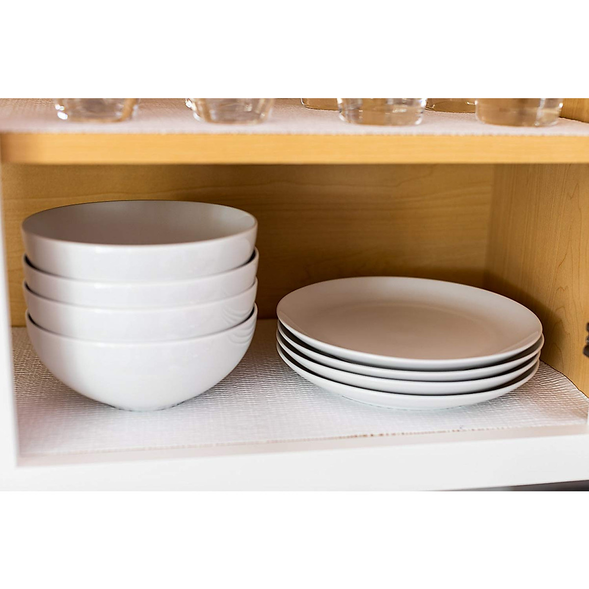 Duck Solid Grip EasyLiner Non-Adhesive Shelf Liner, 20 in x 22 ft Roll, White and Taupe