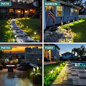 GIGALUMI 24 Pack Solar Path Lights Outdoor,Solar Lights Outdoor Waterproof,Stainless Steel LED Landscape Lighting,Solar Garden Lights for Driveway,Pathway,Patio,Yard