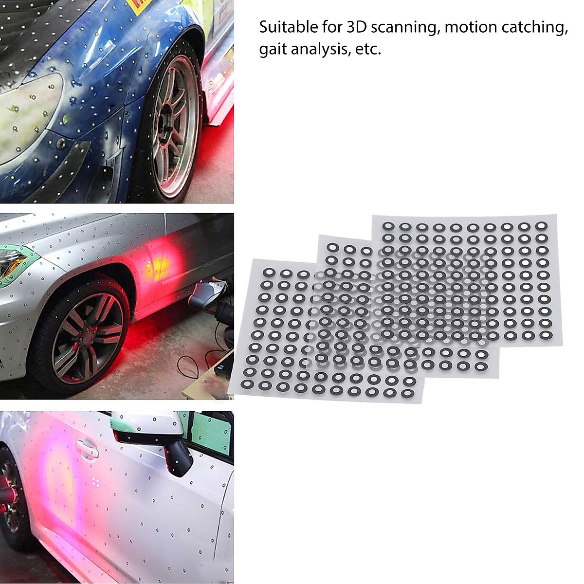 3 Sheets Scanner Positioning Points 3D Scanning Reflective Film Sticker Reference Marking Point 3mm ID 6mm OD Optical Tracking 3D Scanner Marker