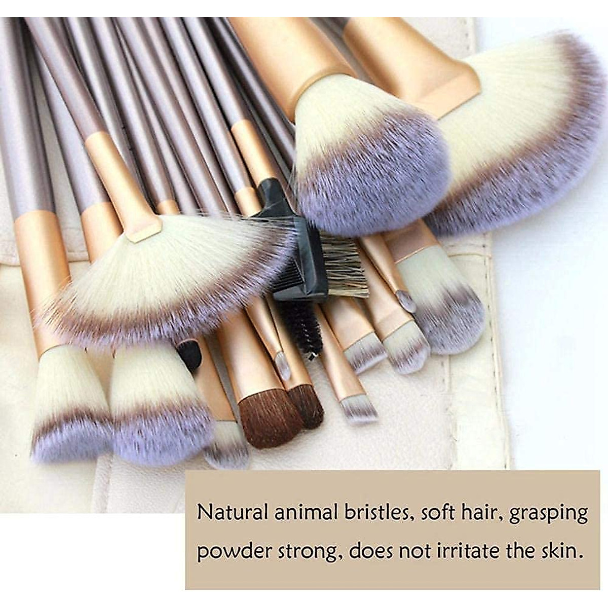 NEVSETPO Makeup Brushes 18pcs Synthetic Kabuki Brush Set Foundation Powder Blending Concealer Eye shadows Blush Cosmetics Brushes with 3 Sponge Mat Solid Wood Hande Makeup Bag Included