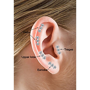 Gnoliew 18G Tragus Earrings for Women 316L Stainless Steel Stud Cartilage Helix Barbell Piercing Jewelry(A,3 CZ)