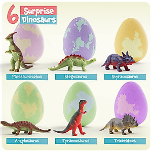 Dino Easter Egg Bath Bombs for Kids - Kid Baths Bomb with Surprise Inside - Easter Basket Stuffers - Dinosaur Toys Gift for Boys and Girls Ages 6 7 8 Years Old Gifts - Fun Educational Toy Fizzy