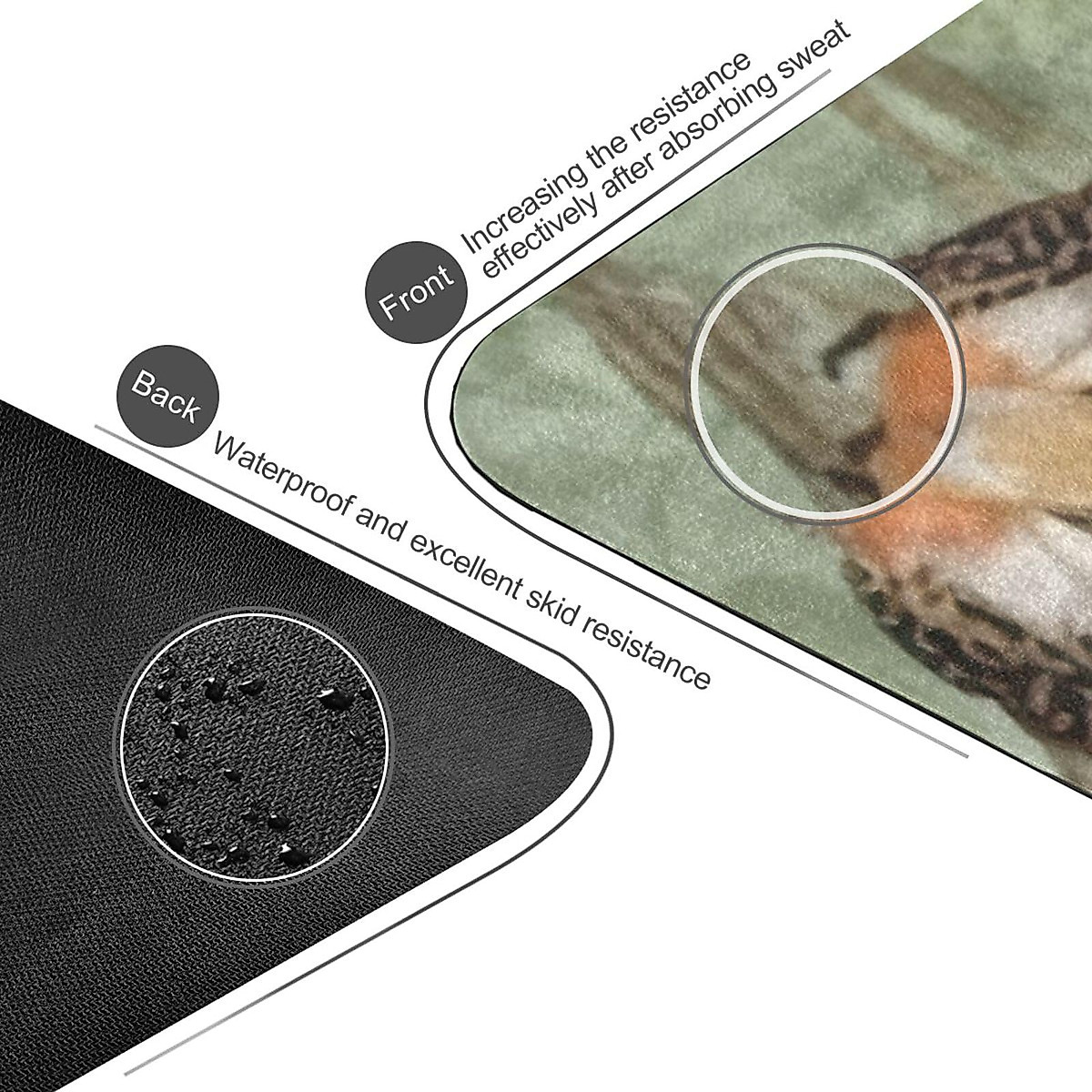 GOODOLD Pretty Bird Yoga Mat, 71 x 26 Inch Non-slip Yoga Mats Folding Travel Exercise Mat Indoor Outdoor Gym Pilates with Storage Bag for Women Men