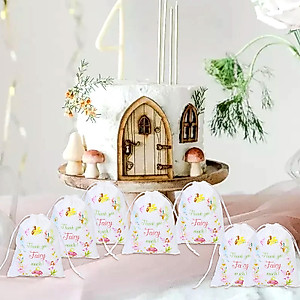 Serencatcher 12Pcs Fairy Party Favors Bags, Fairy Baby Shower Birthday Party Favor Cotton Bags with Drawstring Candy Goodie Treat Bags for Fairy Theme Bridal Shower Wedding Bachelorette Engagement