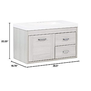 Spring Mill Cabinets Marlowe Bathroom Vanity with Sink, 36.5" W x 18.75" D x 22.5" H, Elm Sky