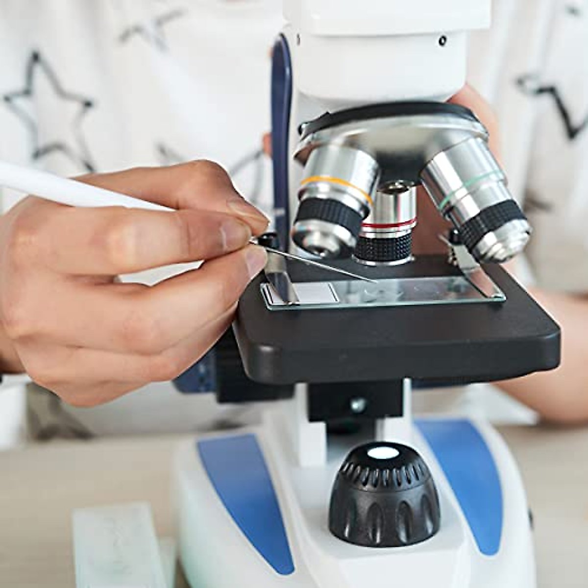 AmScope M158C-2L-E1 Digital Cordless Compound Monocular Microscope, WF10x and WF25x Eyepieces, 40x-1000x Magnification, Upper and Lower LED Illumination with Rheostat, Brightfield, Single-Lens Condenser, Coaxial Coarse and Fine Focus, Plain Stage, 110V or