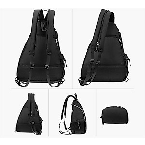 Vivid Sports Pickleball Bag, Reversible Crossbody Sling Bag/Backpack for Women Men (Black)