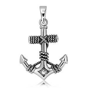 WithLoveSilver 925 Sterling Silver Charm Large Mariner Anchor Sea Pendant (2 Sides)