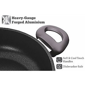 SAFLON Titanium Nonstick 4-Quart Saute Pot with Tempered Glass Lid, 4mm Forged Aluminum with PFOA Free Coating from England