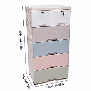 Gdrasuya10 Storage Cabinet Plastic Storage Organizer with 6 Drawers Closet Drawers Tall Dresser Organizer for Bedroom Playroom Bedroom Furniture 19.69 * 13.78 * 40.16inch