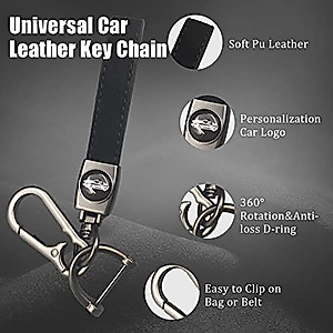 JDDRY Leather Car Keys Keychain for Women Men,Universal Key Fob Keychain for Car,360 Degree Rotatable with Snap Swivel and Anti-Lost D-Ring(Solid Black,1Pack)