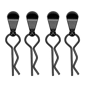 DAUERHAFT RC Car R Clips, Stainless Steel Easy Installation Durable 4Pcs RC Car Body Clip with Aluminum Alloy Handle for 1/10 RC Cars for 1/8 RC Cars(Black)