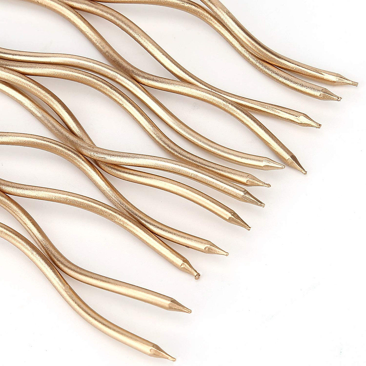 LUTER 24pcs Metallic Birthday Candles in Holders Spiral Birthday Cake Candles Long Thin Cupcake Candles for Birthday Wedding Party Decoration (Champagne)