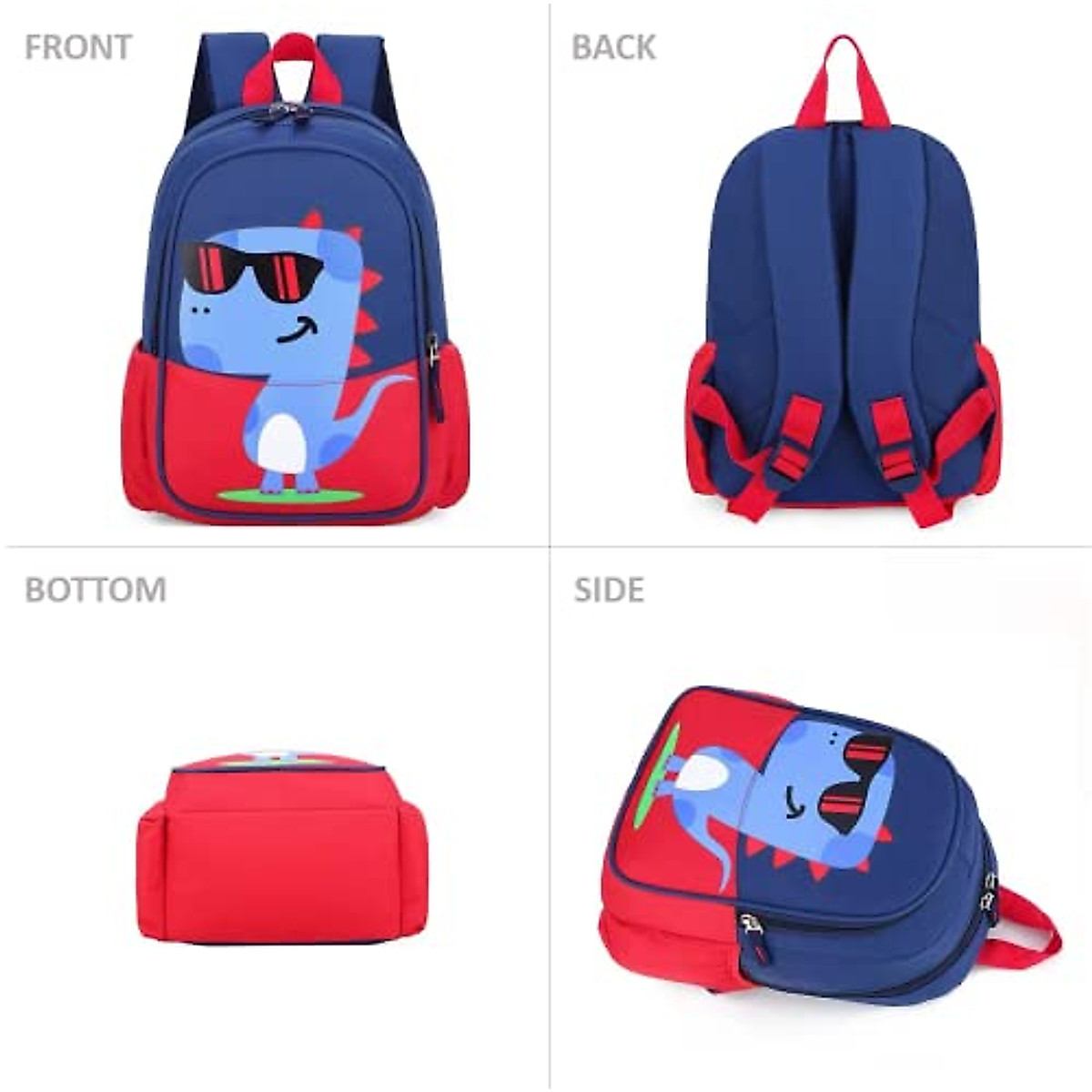 POWOFUN Kids Toddler Preschool Travel Backpack Cool Cute Cartoon Waterproof Daypack (Dinosaur Red)