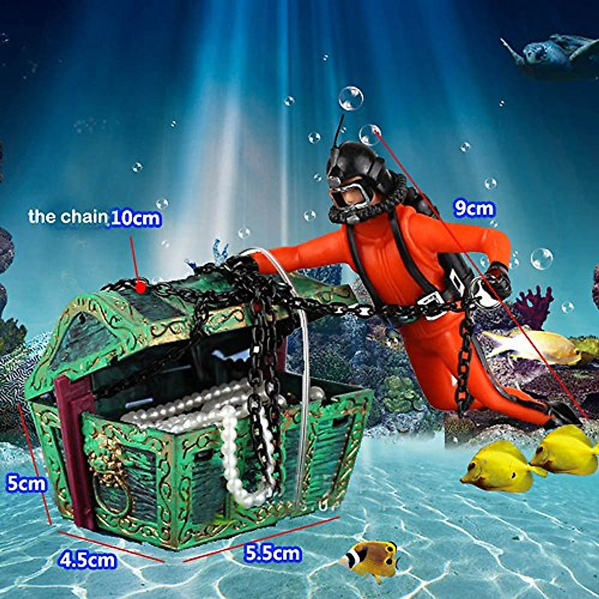 Bestgle Creative Aquarium Ornament Treasure Hunter Diver Action Figure Decoration for Fish Tank