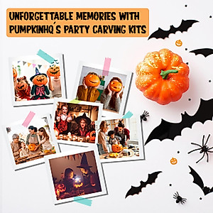 Halloween PumpKin Carving Party Kit – 8 Pcs Knives, Scoops, DIY Stencil Sheets, Gut Buckets & Table Cover – Heavy Duty Pumpkin Carving Kit for Halloween Door Decorations – Designed for 8 people