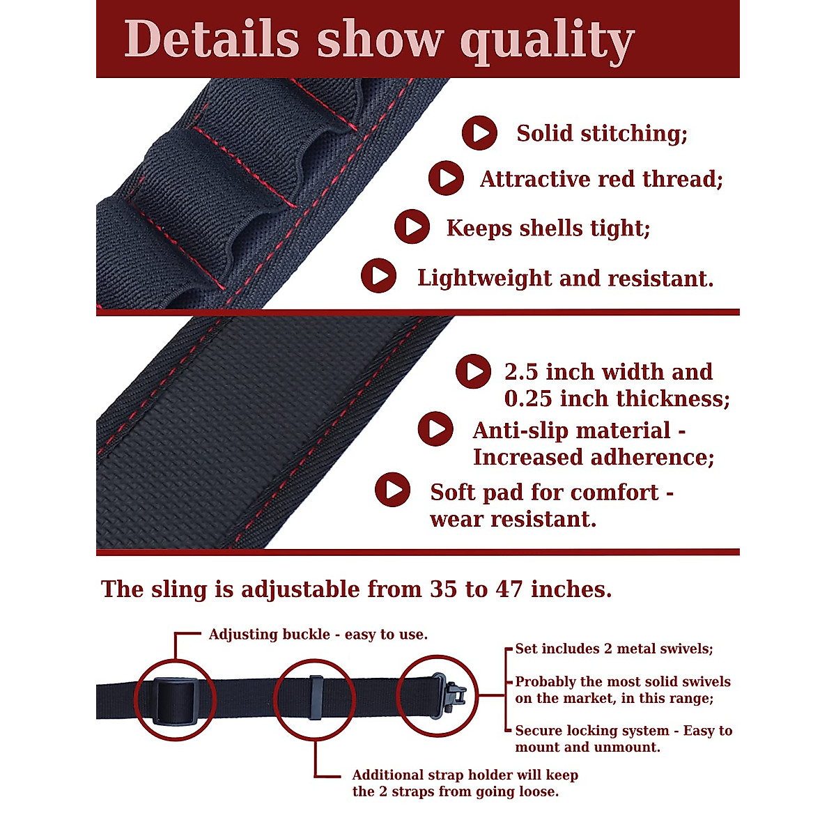 Underalert Shotgun Sling for 12ga Gun Sling for Shotgun with 15 Shell Holders, Gun Slings for Rifle Hunting Gun Strap for Shotgun, Rifle Sling with Swivels Sling Shot Gun 2 Point, Small Game Bandolier