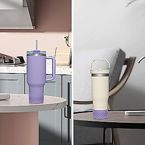 Affute Protective Silicone Boot for Stanley Quencher H2.0 40 oz & IceFlow Flip 20 oz 30 oz and hydroflask 12-24 oz, Anti-Slip Bottle Bottom Sleeve Cover (Lavender)