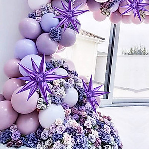Moukiween 60 PCS Purple Star Balloons, 12 Point Spike Explosion Star Foil Balloons for Birthday, Halloween, Bridal Shower, Wedding, Graduation Decorations (Purple)