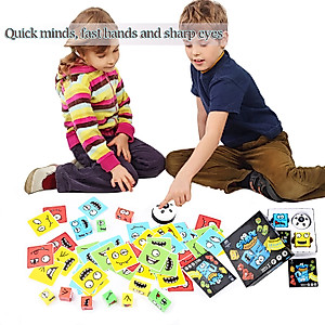 Wooden Face Changing Magic Cube Game, Expression Puzzle Building Blocks Pattern Matching Game, Educational Puzzles Toy Board Games for Kids and Adults with Bell