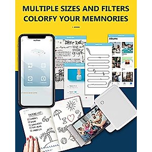 HPRT 4x6 Photo Printer AR Portable Instant Photo Printer 4 Pass 300 DPI Premium Quality Photo Compatible with iOS, Android and Bluetooth Devices (White)