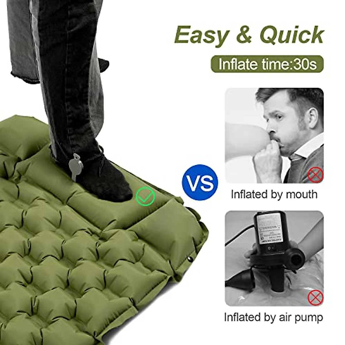 Night Cat Sleeping Air Pad with Pillow Inflatble Mat Mattress Bed for Camping Backpacking Hiking Traveling 75x25 inches