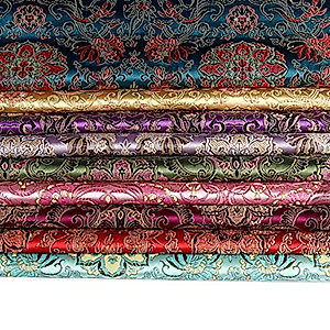 Chinese Satin Brocade Embroidery Lotus Flower Fabric for Quilting Cloth DIY Material (Pink, Sold by Meter)