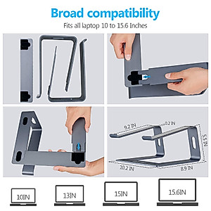 skrebba Laptop Stand, Portable Ergonomic Computer Lifter Laptop Desktop Stand, Detachable Cooling Notebook MacBook Air Pro Riser Holder Stand for Dell, HP, Lenovo, Samsung More 10-15.6 inch Laptops