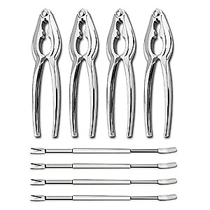 Stainless Steel Crab Crackers and Lobster Picks, Set of 4, Easy-to-Use Crab Leg Cracker Tool, Lobster Cracker and Pick Set, Crab Crackers and Tools, Seafood Tool Kit by Smedley & York