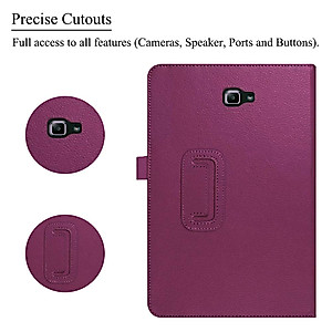 EKVINOR Case for Galaxy Tab A 10.1 (2016 NO S Pen Version), Premium PU Leather Folio Smart Stand Case Cover for Samsung Galaxy Tab A 10.1 Inch 2016 Tablet (SM-T580/T585, No Pen Version), Purple