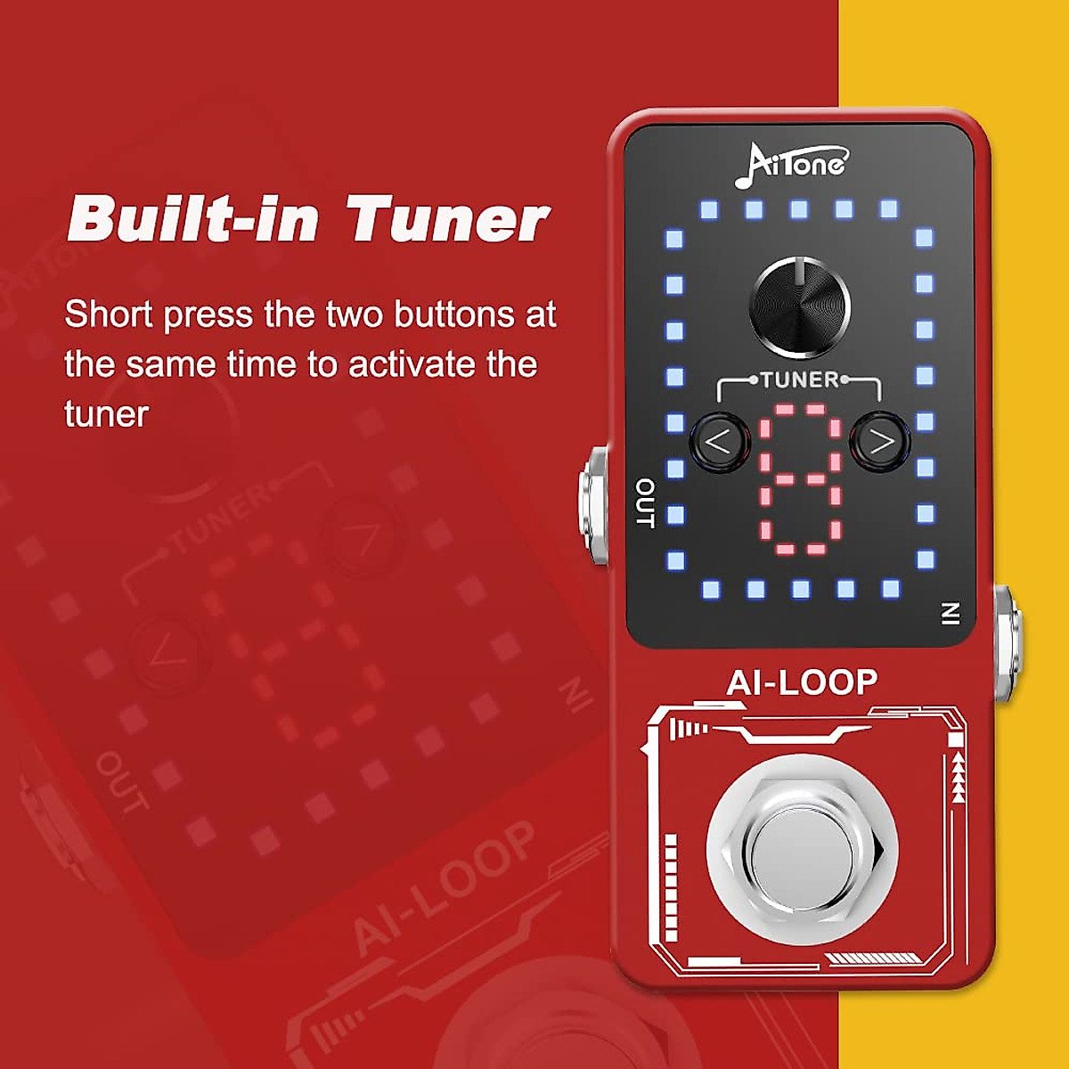 AITONE Looper Pedal Guitar Tuner 9 Loops 40 Minutes Recording Time for Electric Guitar Bass Effect with USB Output (AI-LOOP)