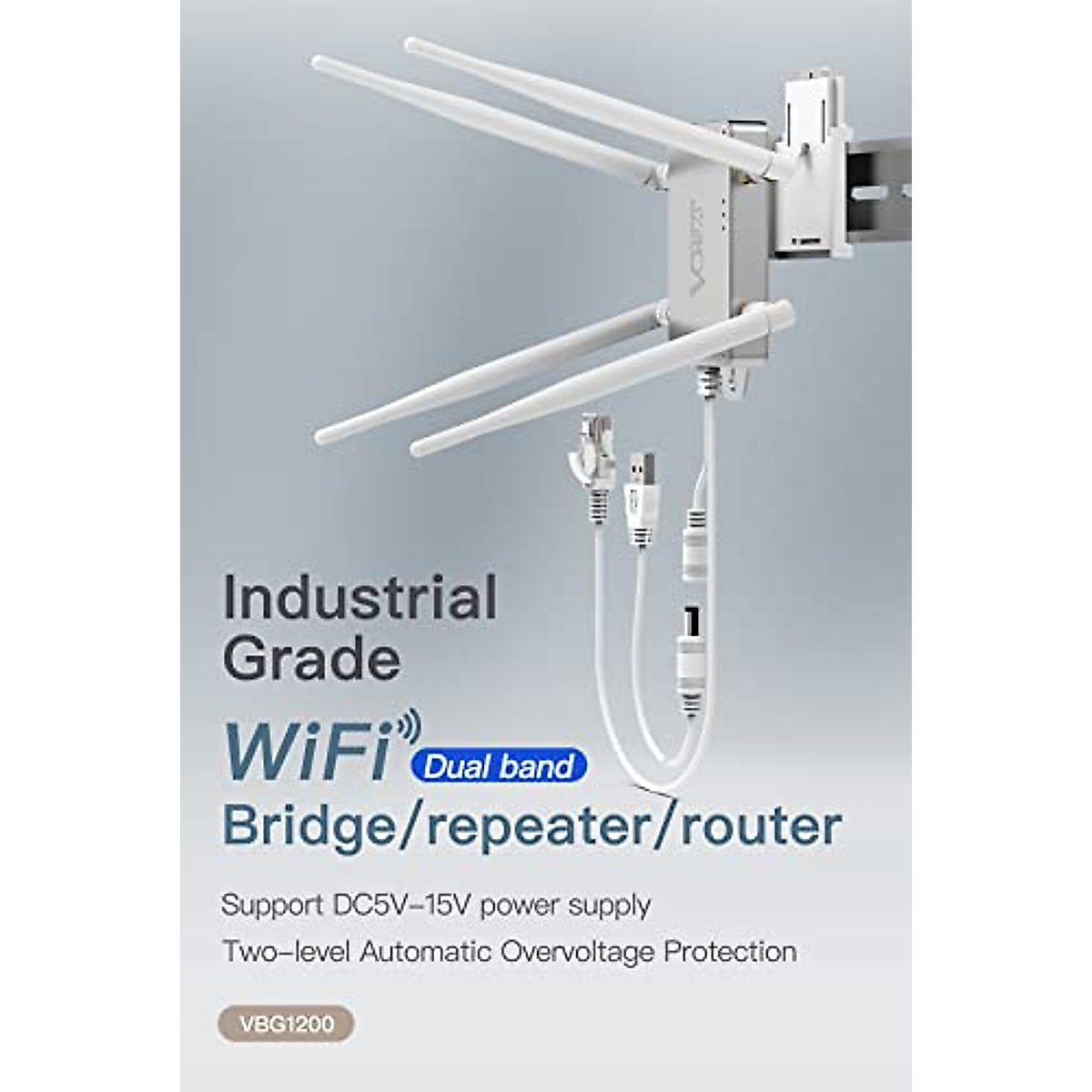 VONETS VBG1200 Industrial Mini Dual Band 2.4GHz/5GHz WiFi Bridge/Router/WiFi to Ethernet Adapter/AC1200 WiFi Signal Range Extender 1 RJ45 Male (10/100Mbps) USB/DC Powered for DVR IP Camera AGV