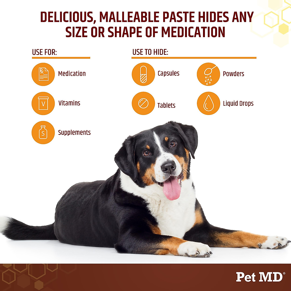 Pet MD Wrap-A-Pill with Dog Probiotics - Pill Wrap for Dogs Medicine - Easy-to-Use Paste to Hide Capsules, Create Pockets and Pill Treats for Dogs - Peanut Butter (4.2oz)