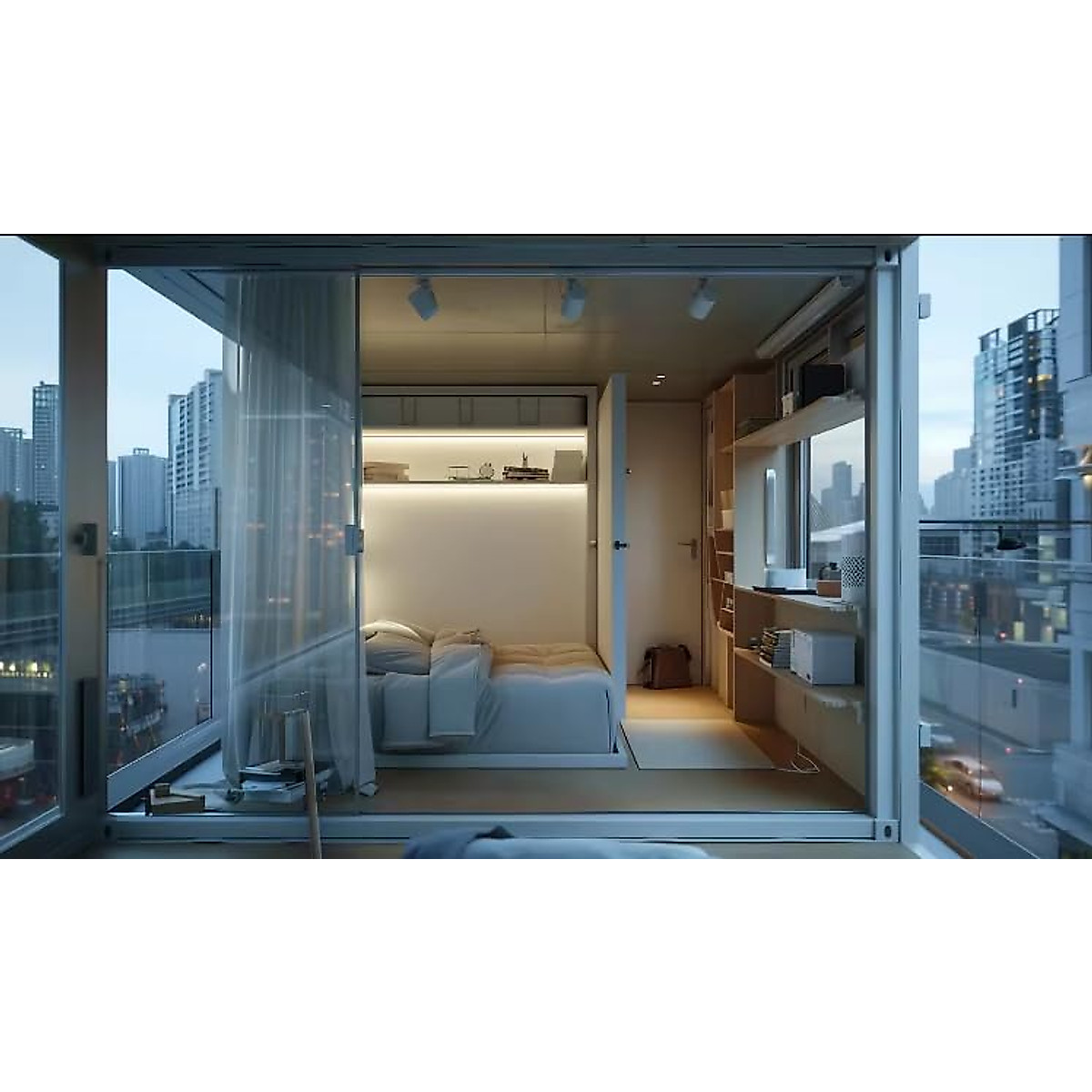 2 Room Container Houses Two-Story Villas Prefab Tiny Homes to Live in for Adults Mini Foldable Mobile Home Modular Guest Homes kit casas prefabricadas para Vivir, with Stair Terrace guardrail