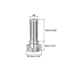 uxcell Knurled Thumb Screws, M6x16mm Brass Shoulder Bolts Grip Knobs Fasteners, Nickel Plated 4Pcs