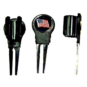 Putter Mounted Divot Tool and Ball Marker - US Flag Blue